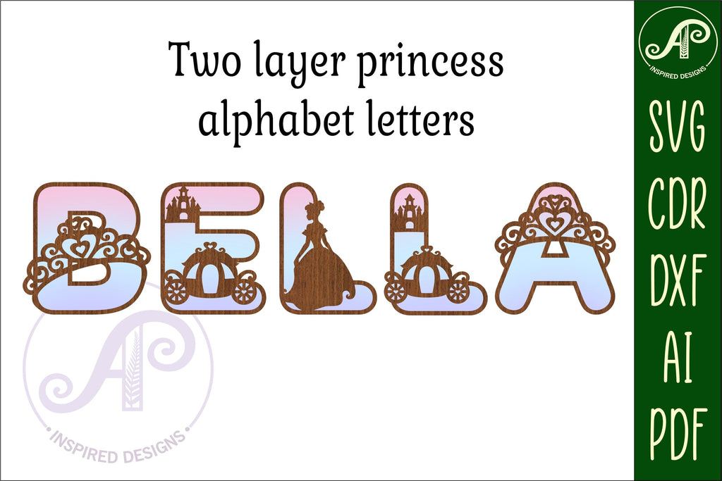 Princess letters alphabet set. 78 layered letters. - So Fontsy