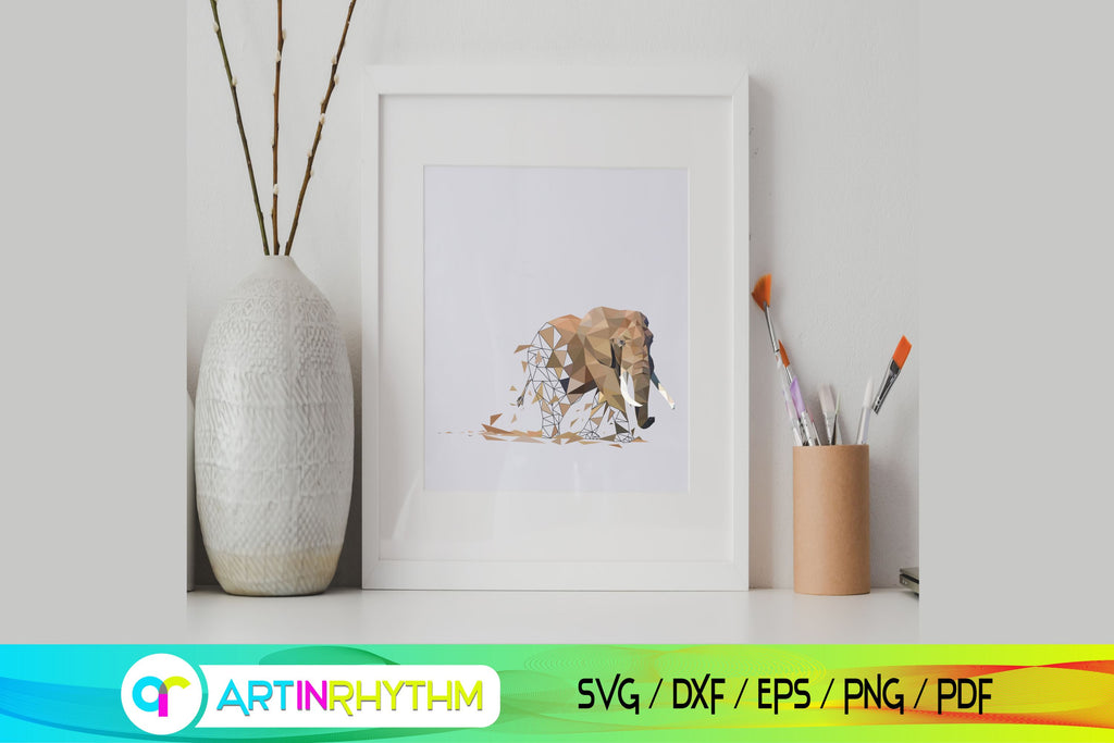 Printable elephant polygon wall art - So Fontsy