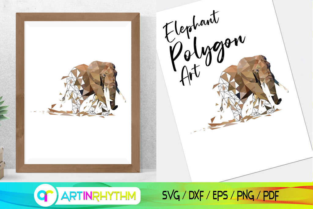 Printable elephant polygon wall art - So Fontsy