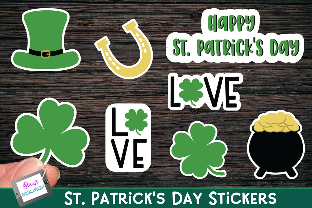 Printable Stickers | 8 St. Patrick's Day Stickers PNG - So Fontsy
