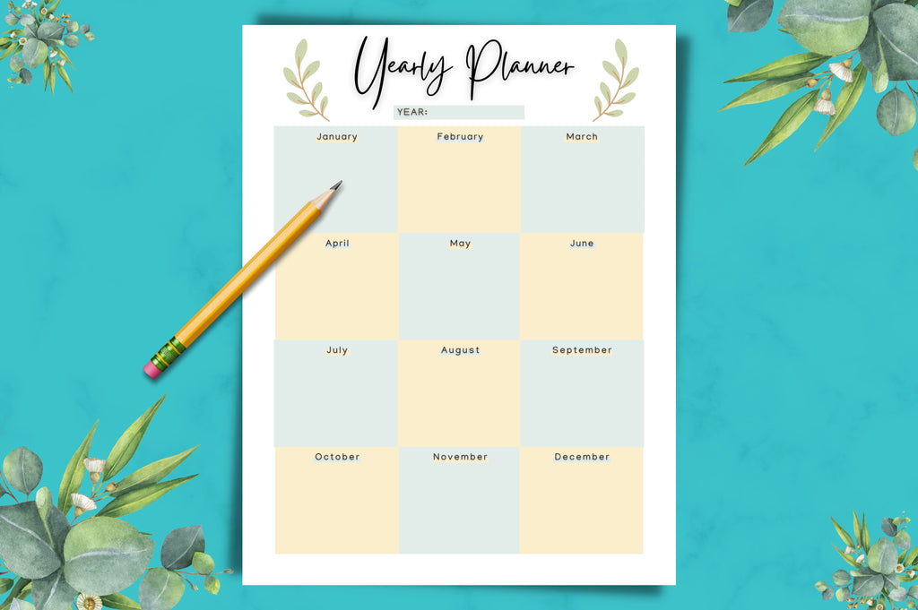 Printable Yearly Planner on One Page - So Fontsy