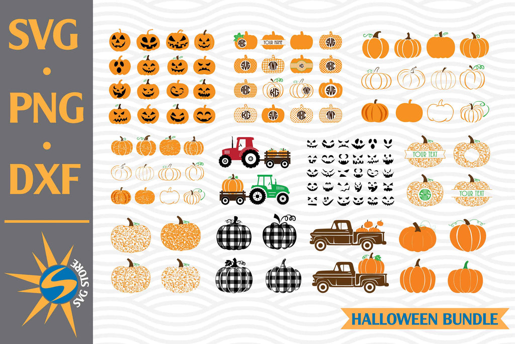 Pumpkin Bundle SVG, PNG, DXF Digital Files Include - So Fontsy