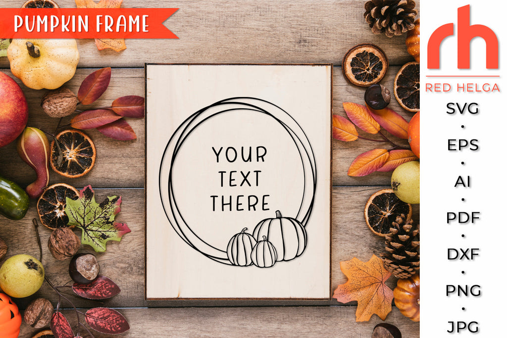 Pumpkin Frame SVG - Thanksgiving Wreath Cut File - So Fontsy