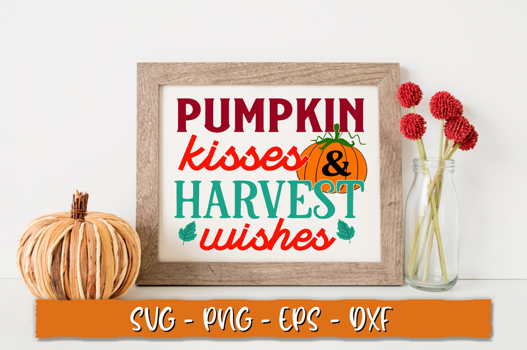 Pumpkin kisses and harvest wishes SVG, Retro Fall - So Fontsy