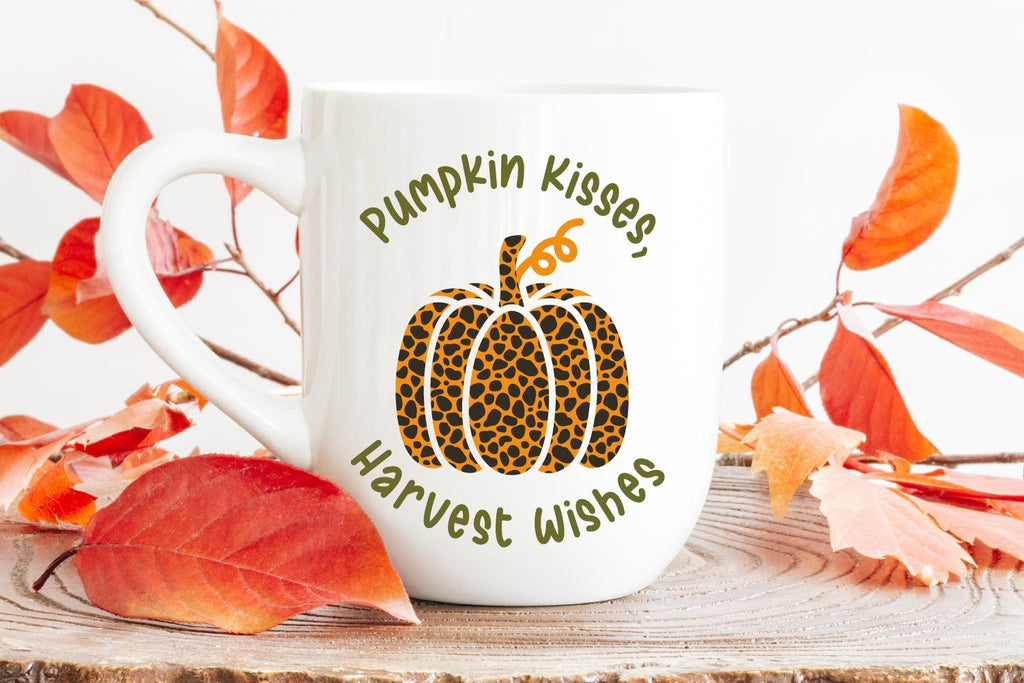 Pumpkin Kisses Harvest Wishes | Fall Animal Print Pumpkin SVG - So Fontsy