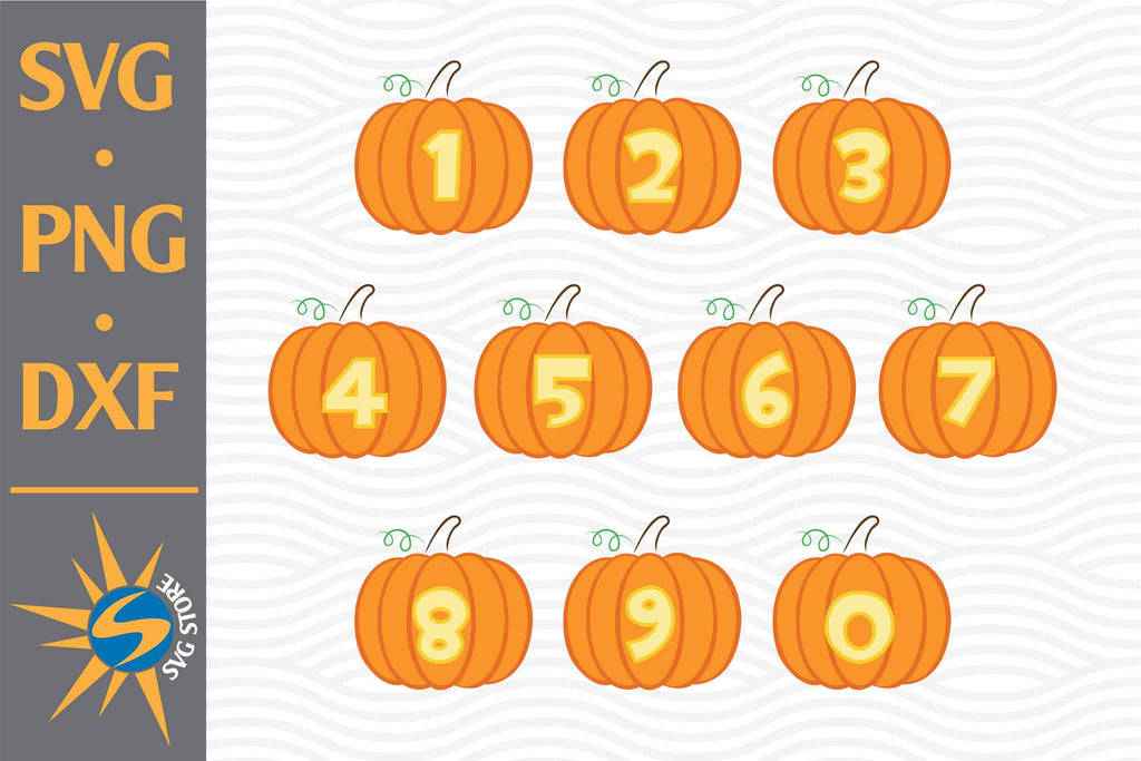 Pumpkin Numbers SVG, PNG, DXF Digital Files Include - So Fontsy