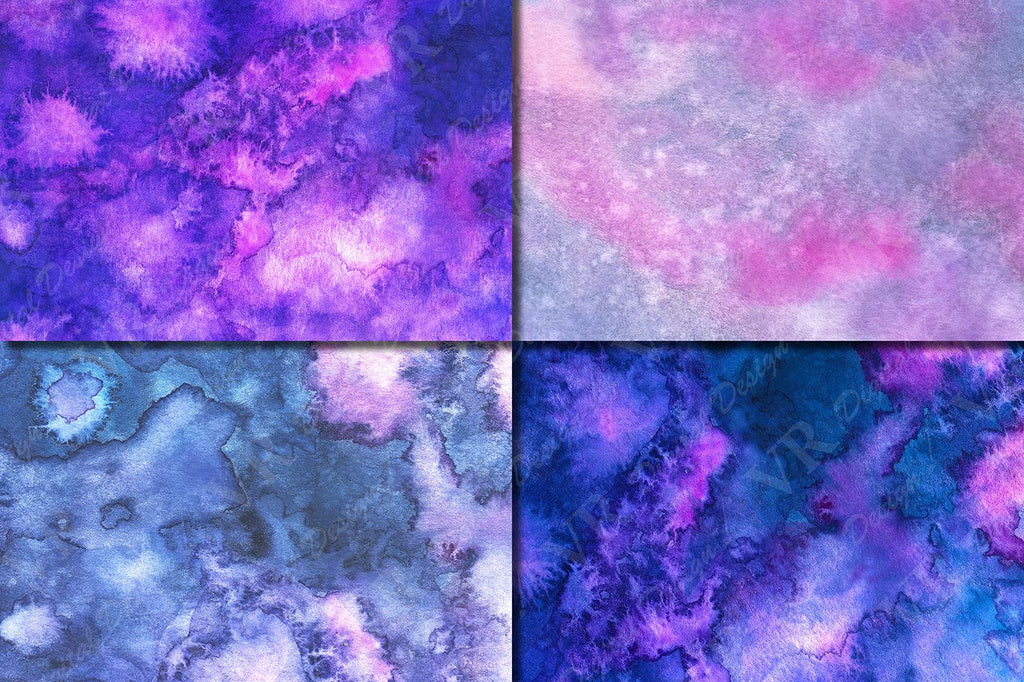 Purple and Blue Watercolor Backgrounds / Digital Paper / Texture - So ...