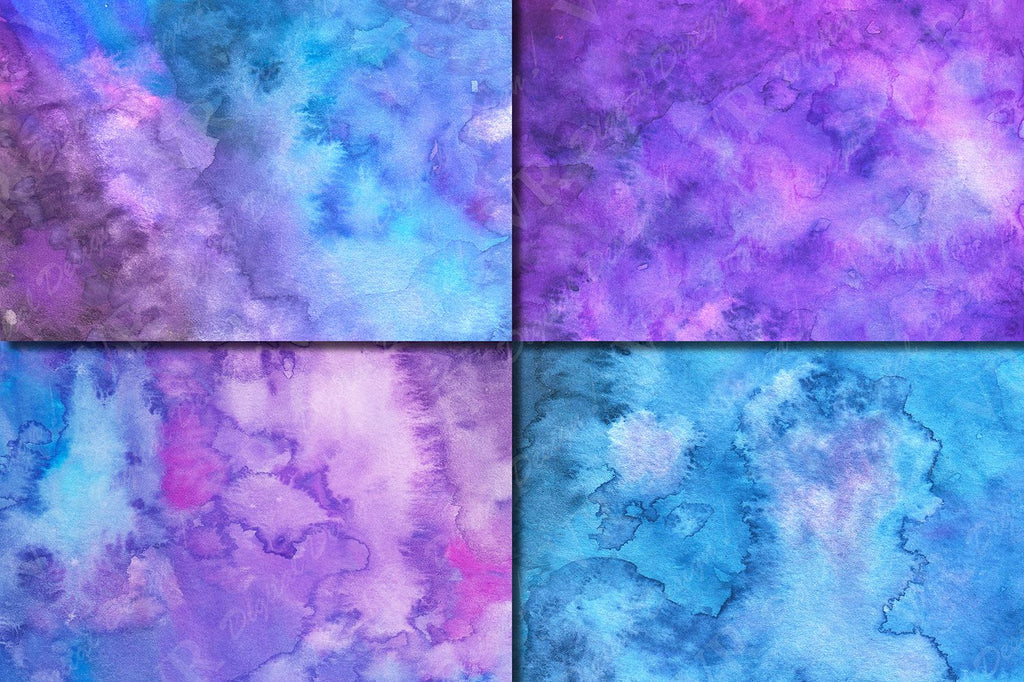 Purple and Blue Watercolor Backgrounds / Digital Paper / Texture - So ...