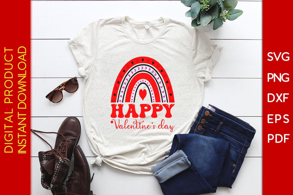 Rainbow Happy Valentine's Day SVG PNG EPS Cut File - So Fontsy
