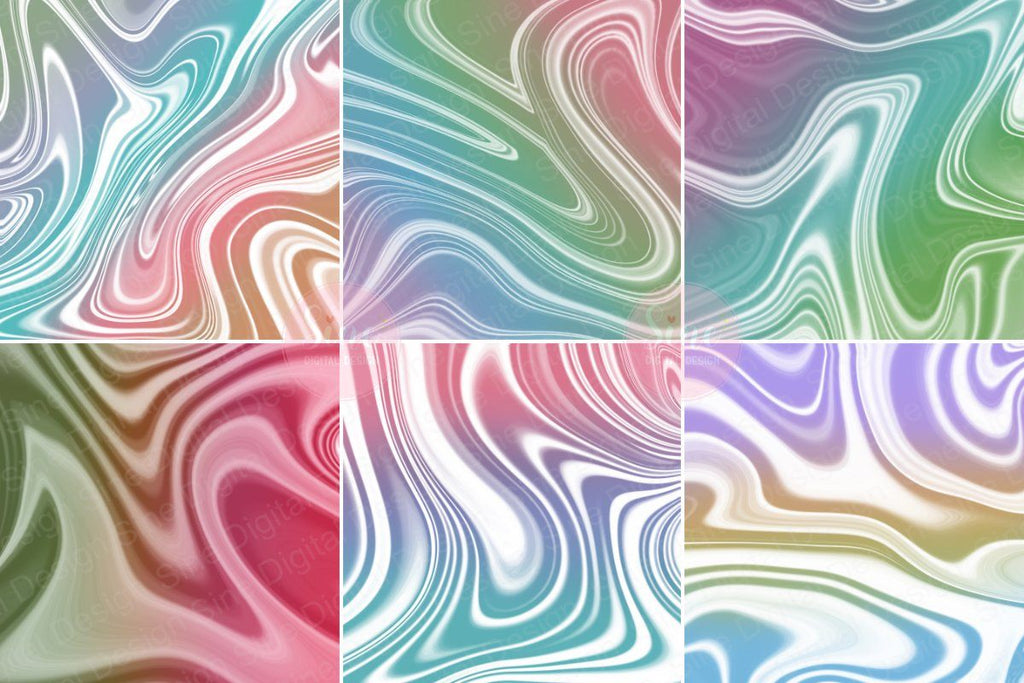 Rainbow Marble Digital Papers Background Pack - So Fontsy