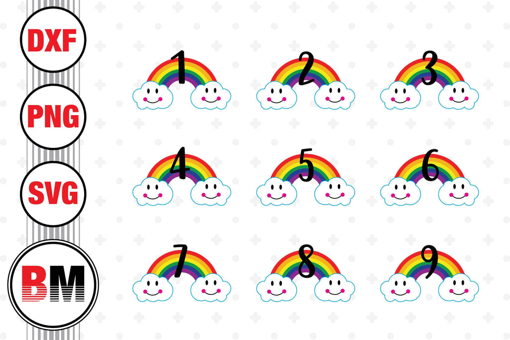Rainbow Numbers SVG, PNG, DXF Files - So Fontsy