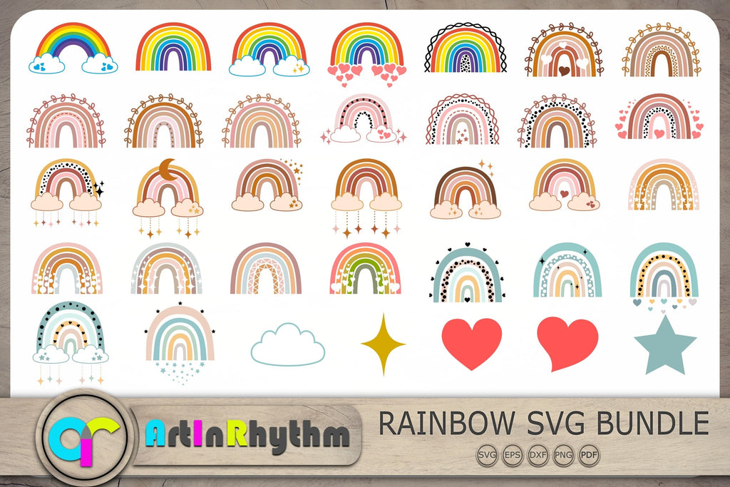 35 - Rainbow Themed SVG, EPS, DXF, PNG, PDF, Rainbows SVG, Rainbows svg ...