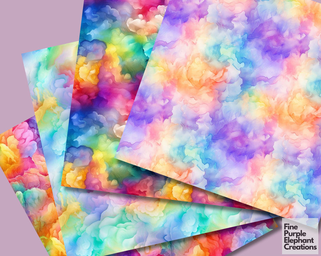 Rainbow Watercolor Digital Paper | Paint Stroke Texture Printable Paper ...