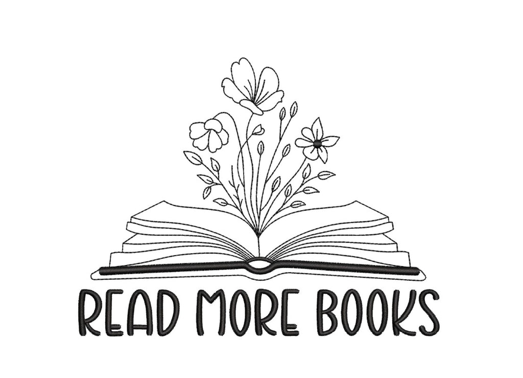 Read More Books Embroidery Design, 5 sizes, Instant Download - So Fontsy