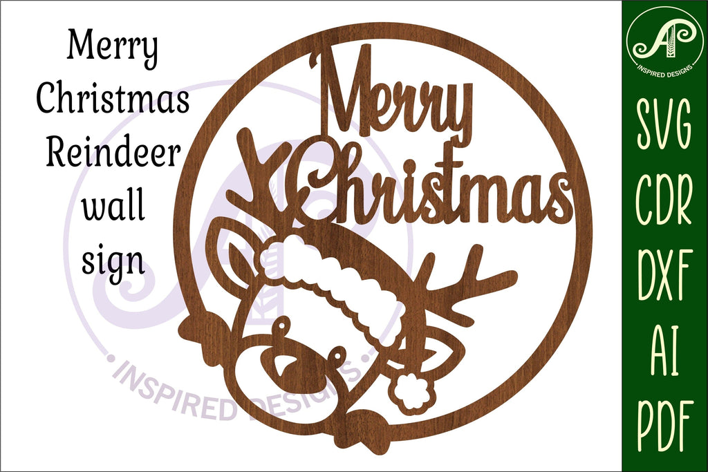 Reindeer Merry Christmas wall art sign, SVG file. vector - So Fontsy