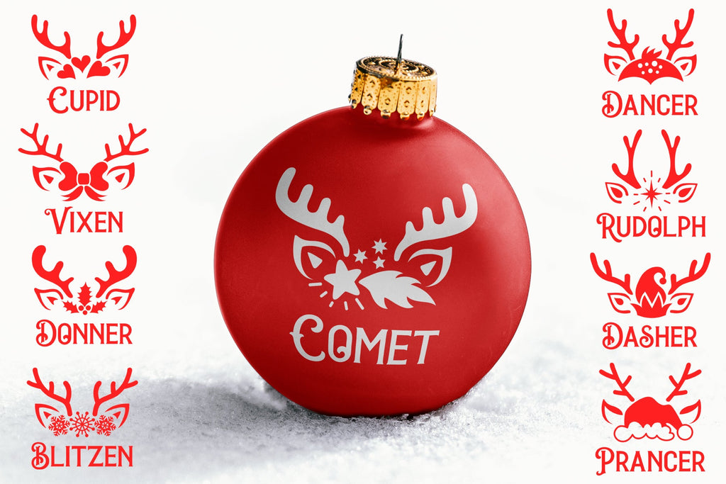 Reindeer names bundle SVG, reindeer Ornaments SVG cut files - So Fontsy