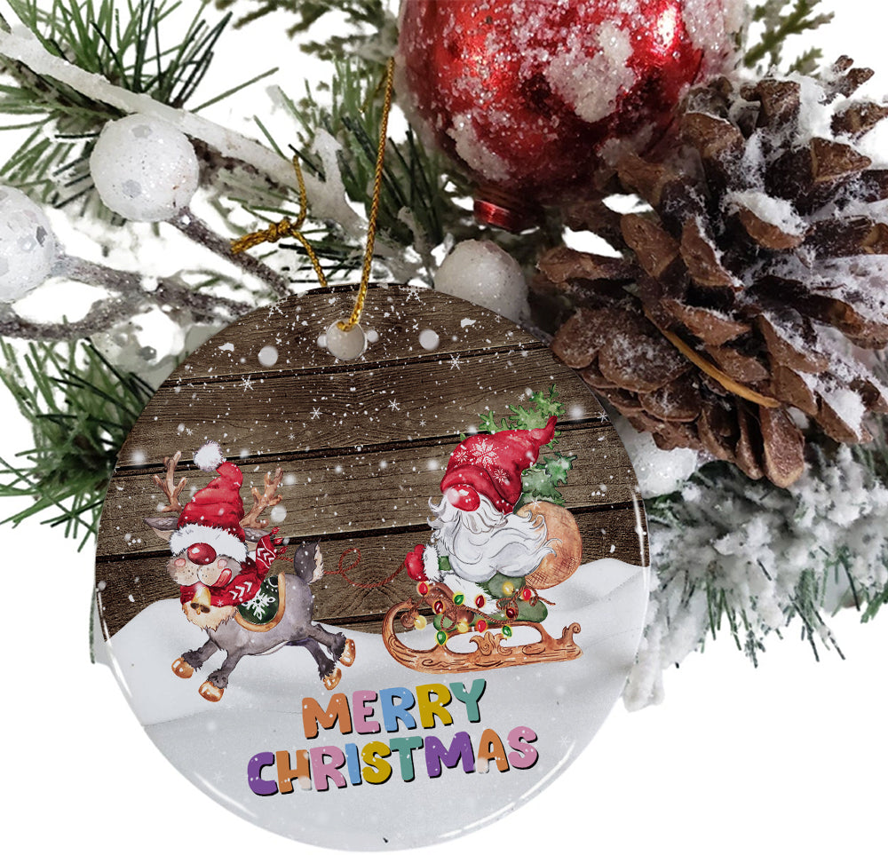 Reindeer & Sleigh Round Ornament Christmas PNG Sublimation Template ...