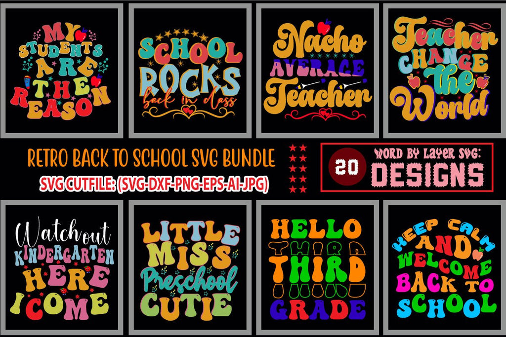Retro Back to School SVG Bundle - So Fontsy