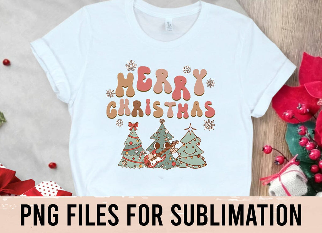 Retro Christmas Png For Sublimation & Print, Boho Merry Christmas Png ...