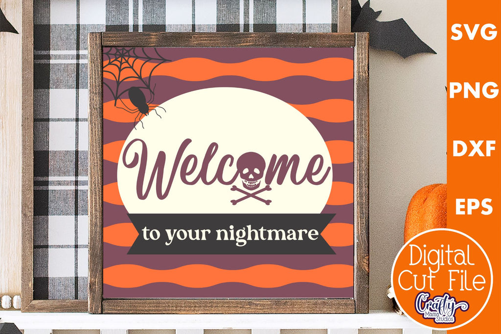 Retro Halloween Sign Svg, Welcome To Your Nightmare - So Fontsy
