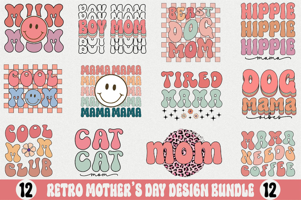 Retro Mother's Day Design Bundle - So Fontsy