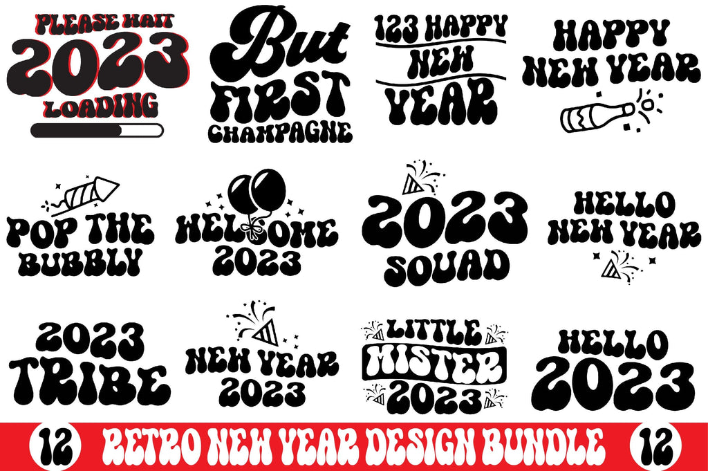 Retro New Year Design Bundle - So Fontsy