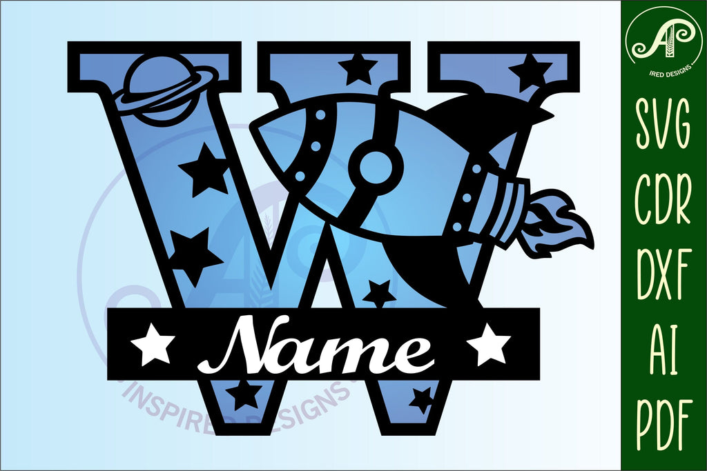 Rocket Monogram Letter W SVG File - So Fontsy