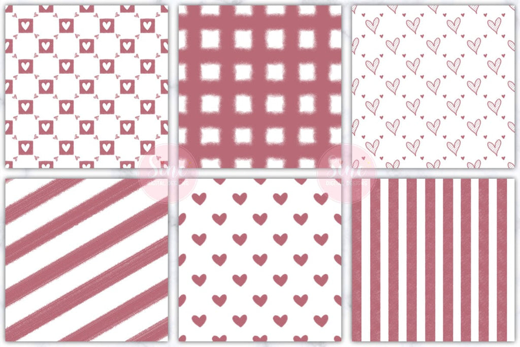 Rose Gold and White Valentines Digital Papers Backgrounds Set - So Fontsy