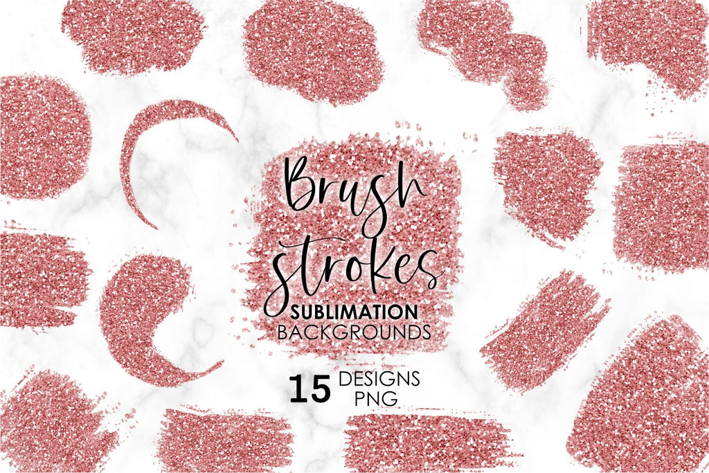 Rose Gold Glitter Brush Stroke Sublimation Background Bundle, brush ...