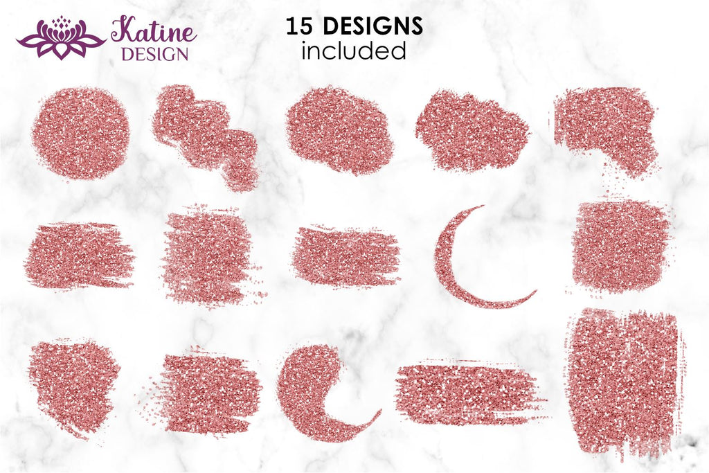 Rose Gold Glitter Brush Stroke Sublimation Background Bundle, brush ...