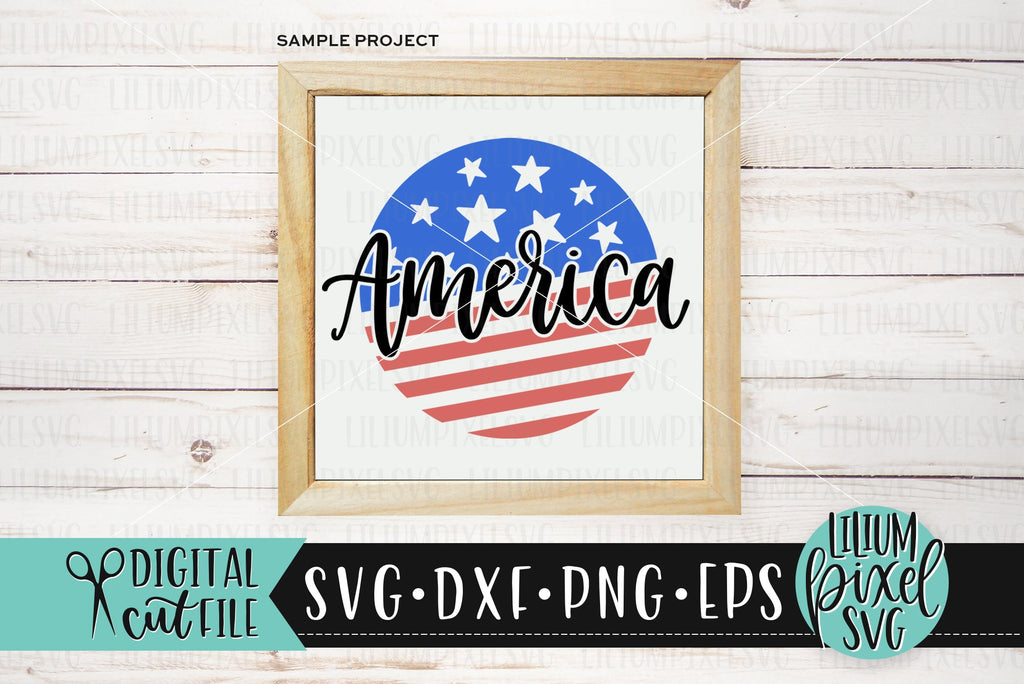 Round America Flag Frame - Fourth of July SVG - So Fontsy