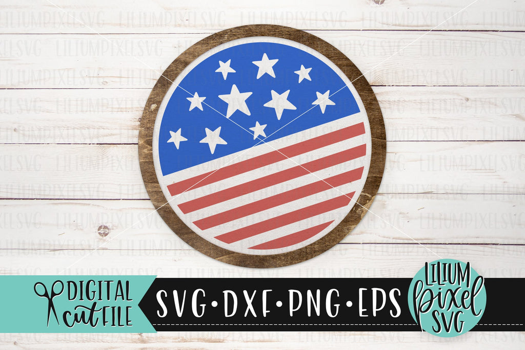 America Round Flag Frame - Fourth of July SVG - So Fontsy