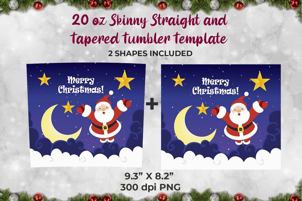 Santa Claus on Christmas Eve 20 oz Skinny Tumbler Wrap Template for ...