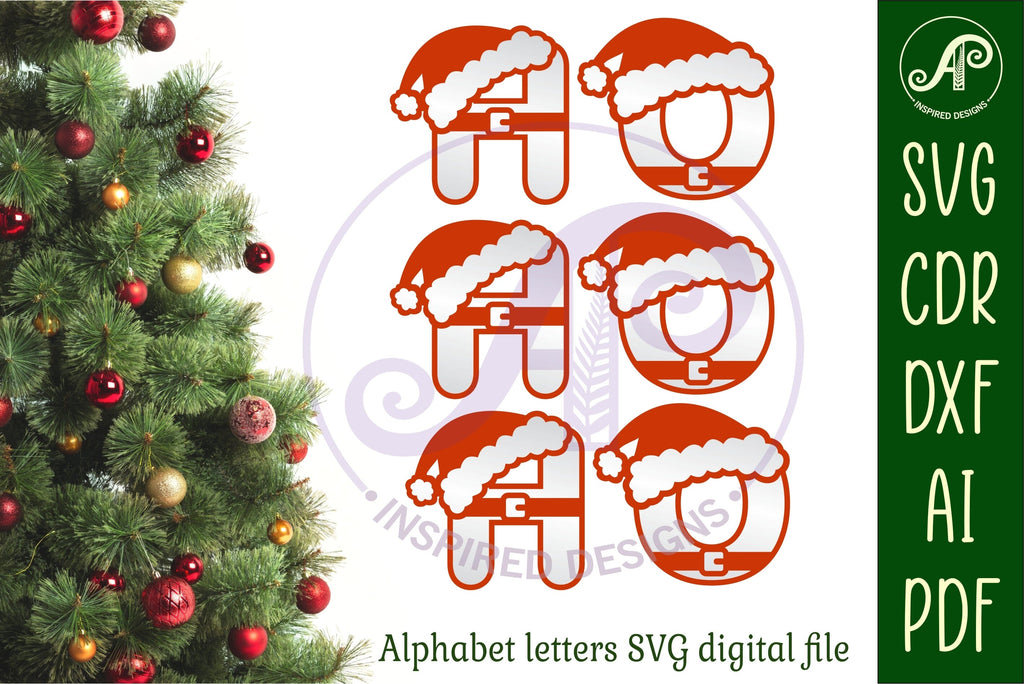 Santa hat letters alphabet set. 26 layered letter - So Fontsy