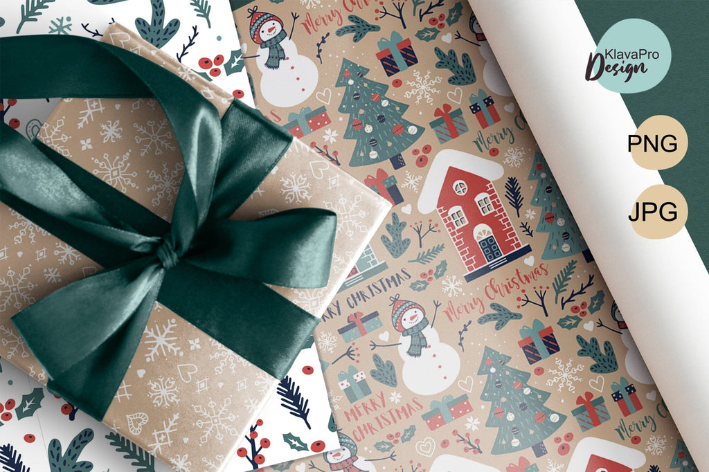 Scandinavian Christmas Digital Paper Pattern Background - So Fontsy