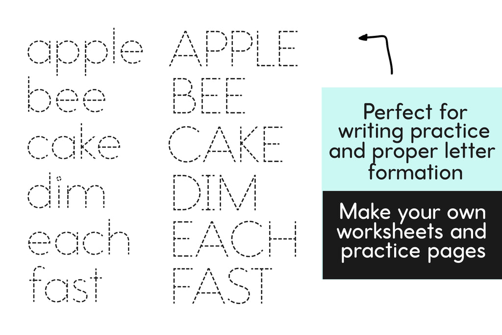 School Days Dash - Tracing Font for Handwriting Practice - So Fontsy