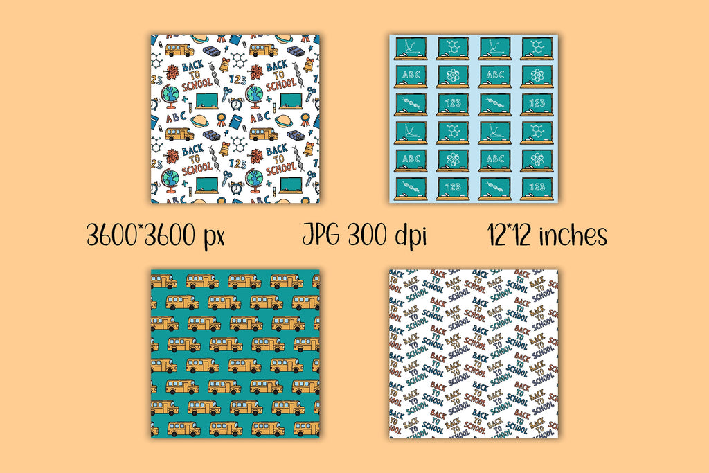 School Digital Paper | Doodle JPG Patterns - So Fontsy