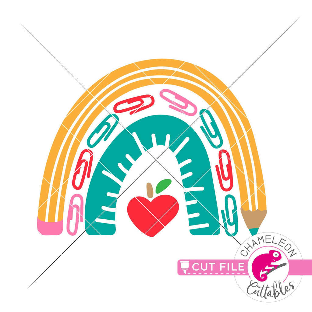 School supply rainbow for teacher layered svg png dxf - So Fontsy