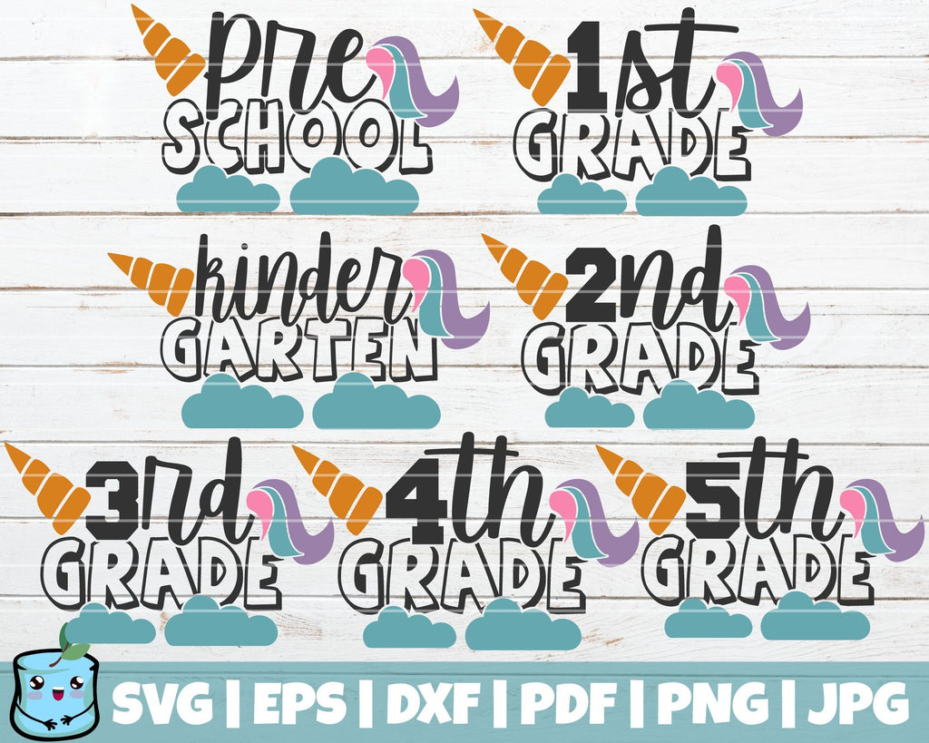 School Unicorn SVG Bundle - So Fontsy