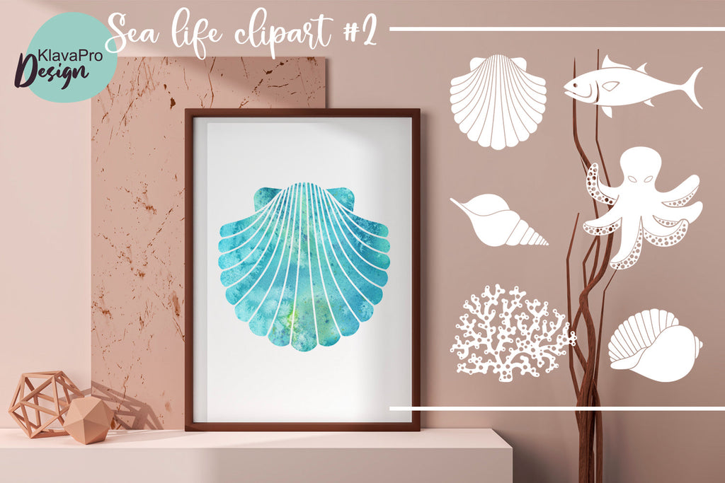 Sea life SVG silhouettes clipart - So Fontsy