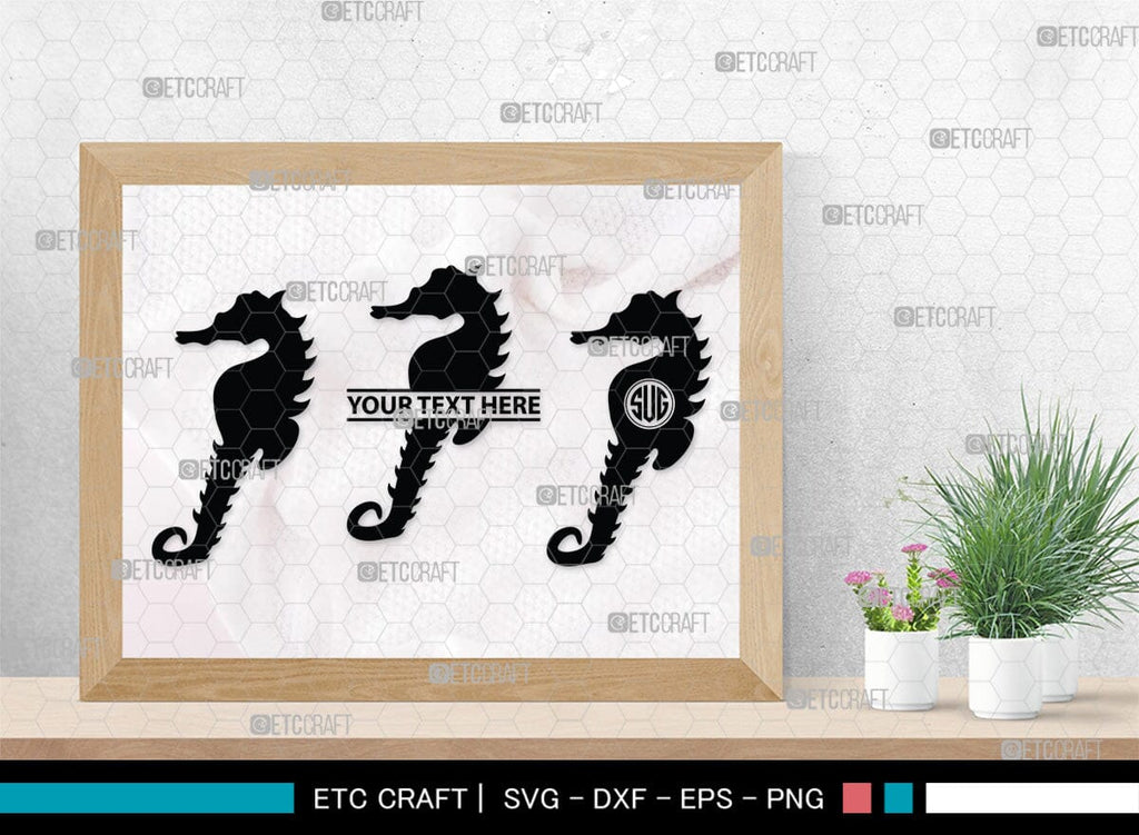 Seahorse Monogram, Seahorse Silhouette, Seahorse SVG, Sea Animal Svg ...