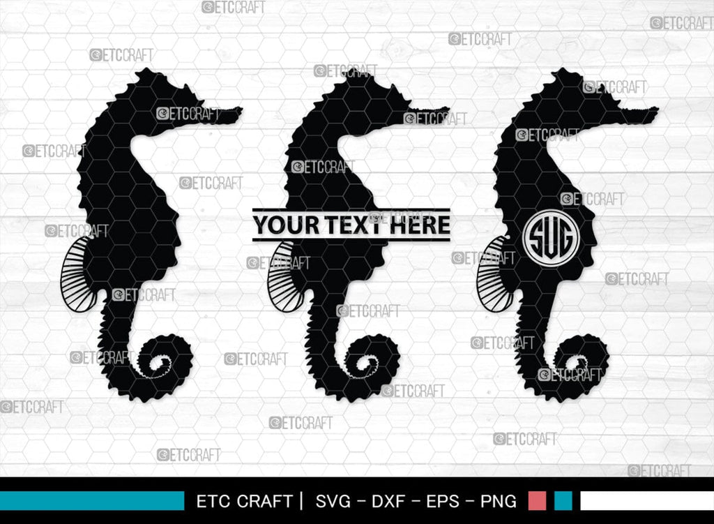 Seahorse Monogram, Seahorse Silhouette, Seahorse SVG, Sea Animal Svg ...