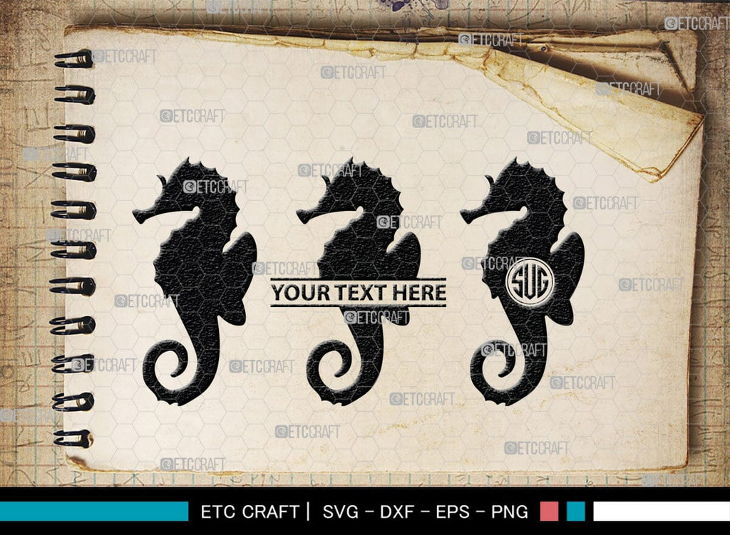Seahorse Monogram, Seahorse Silhouette, Seahorse SVG, Sea Animal Svg ...