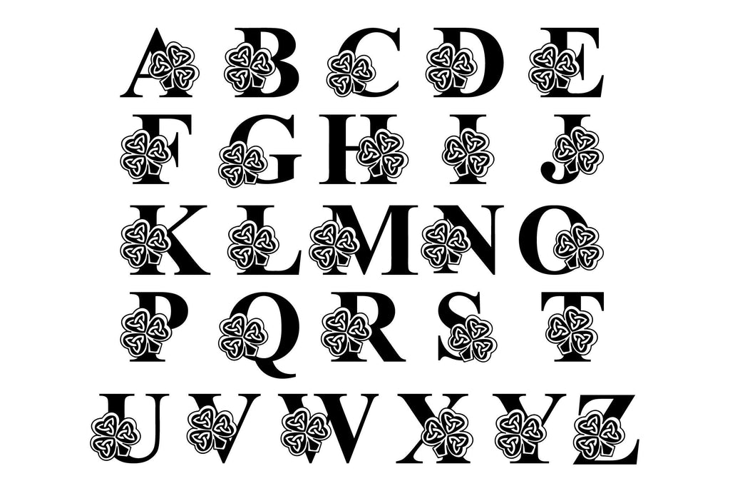 Shamrock Alphabet Letter A-Z SVG Cut Files - So Fontsy