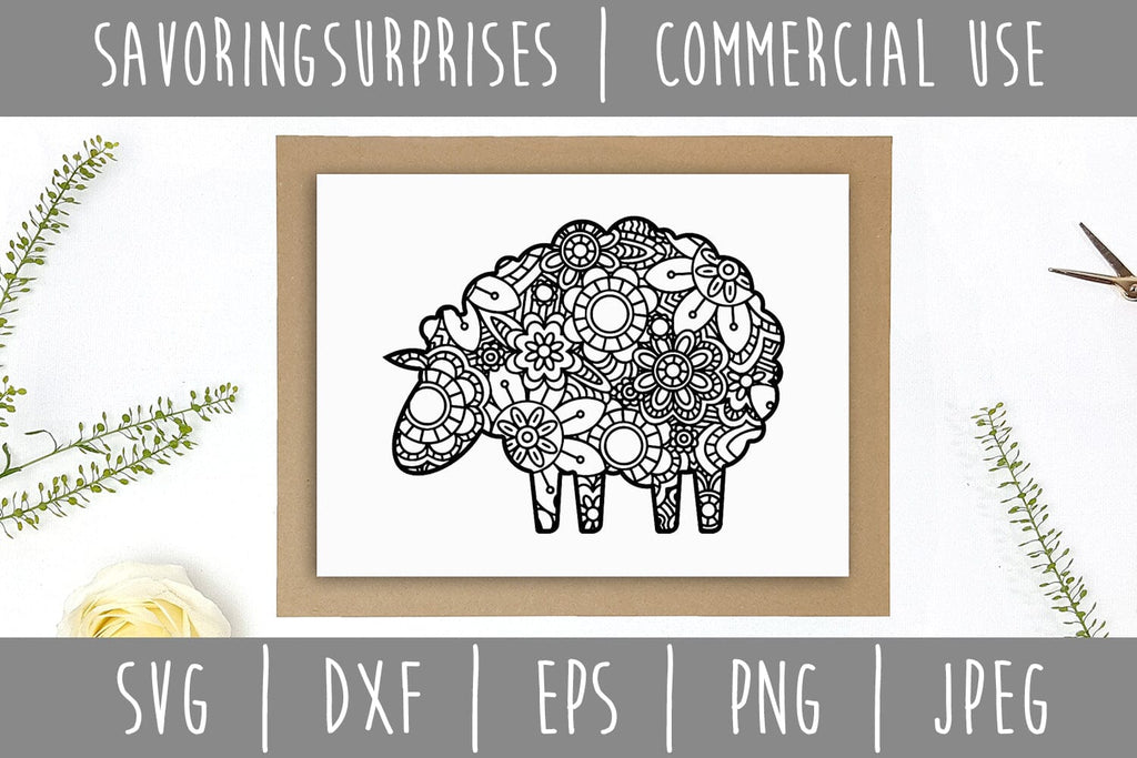 Sheep Mandala Zentangle - So Fontsy