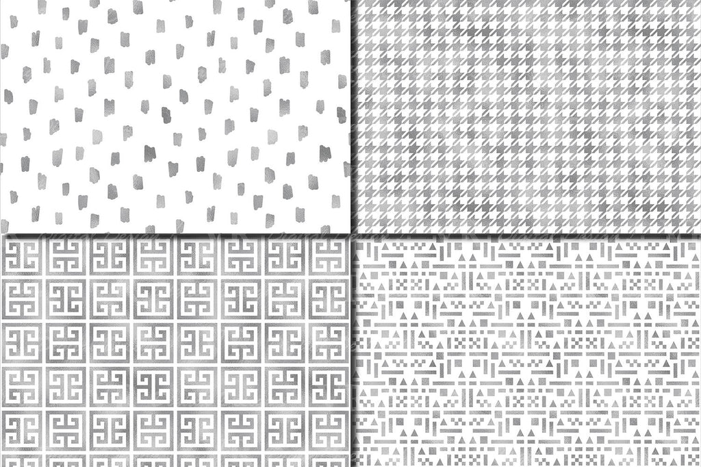 Silver foil seamless geometric patterns - So Fontsy