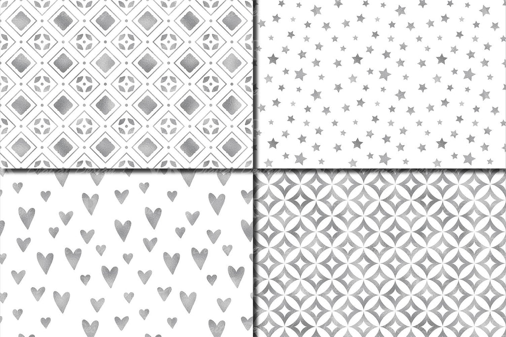 Silver foil seamless geometric patterns - So Fontsy