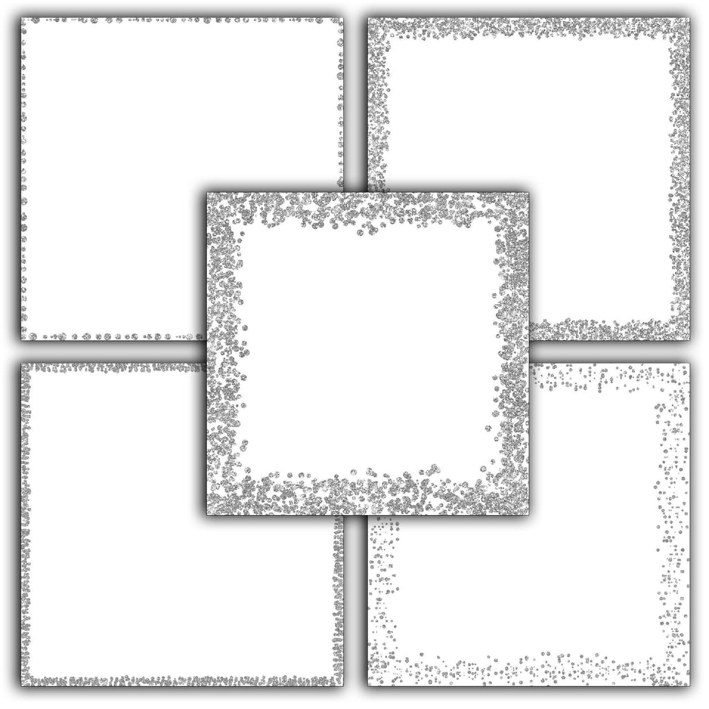 Silver Glitter Borders Digital Paper - So Fontsy