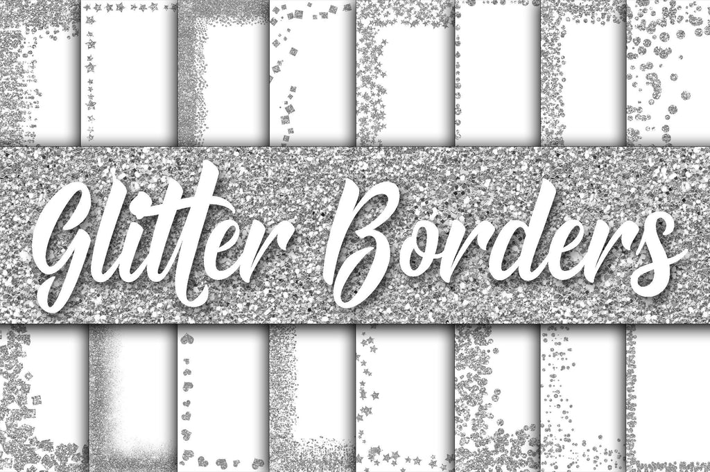 Silver Glitter Borders Digital Paper - So Fontsy