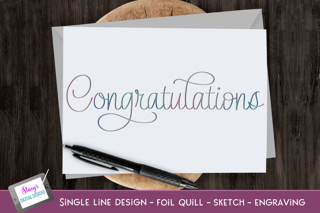 Single Line Congratulations Bundle | 6 foil quill designs - So Fontsy